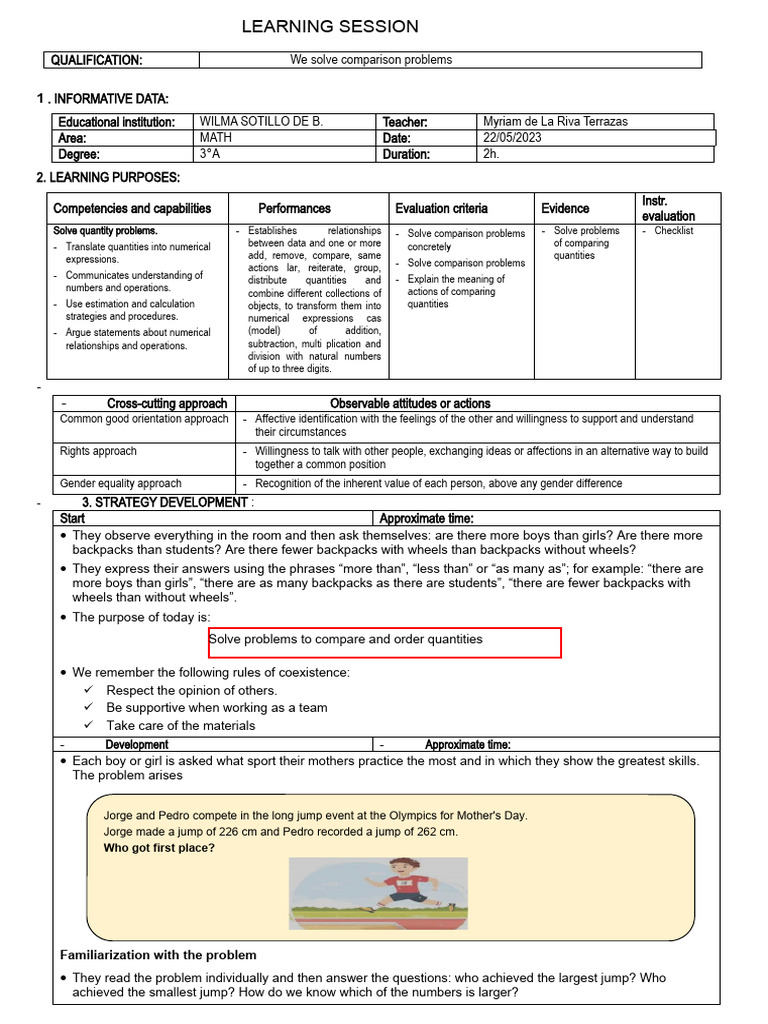 Comparison Problems In Math Class Pdf Learning Cognition