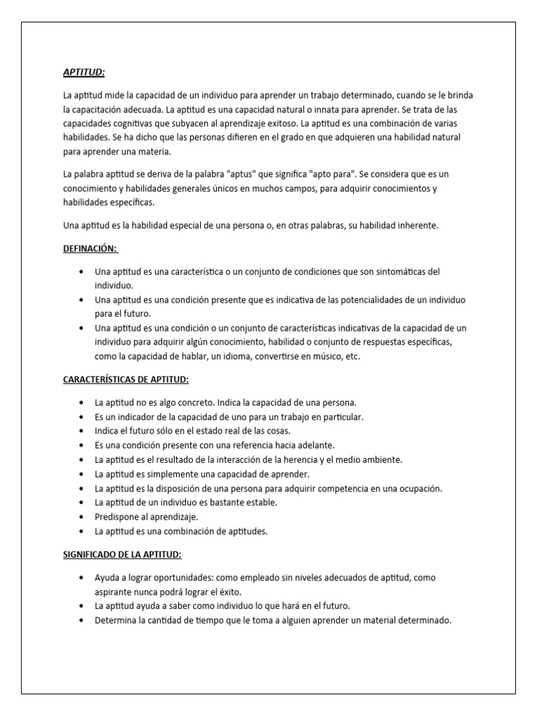 Aptitud:: Definición | PDF | Aprendizaje | Inteligencia