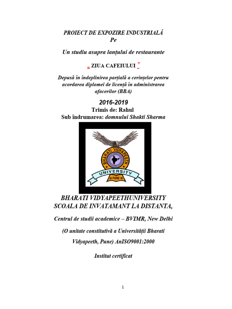 Proiect Cafe Coffee Day | PDF