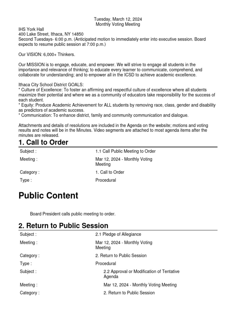 ICSD BOE - Monthly Voting Meeting-03-12-2024 | PDF | Bonds (Finance ...