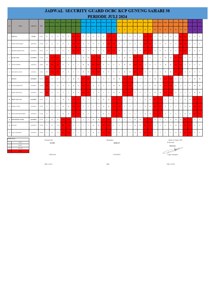 Schedule JULI 2024 | PDF