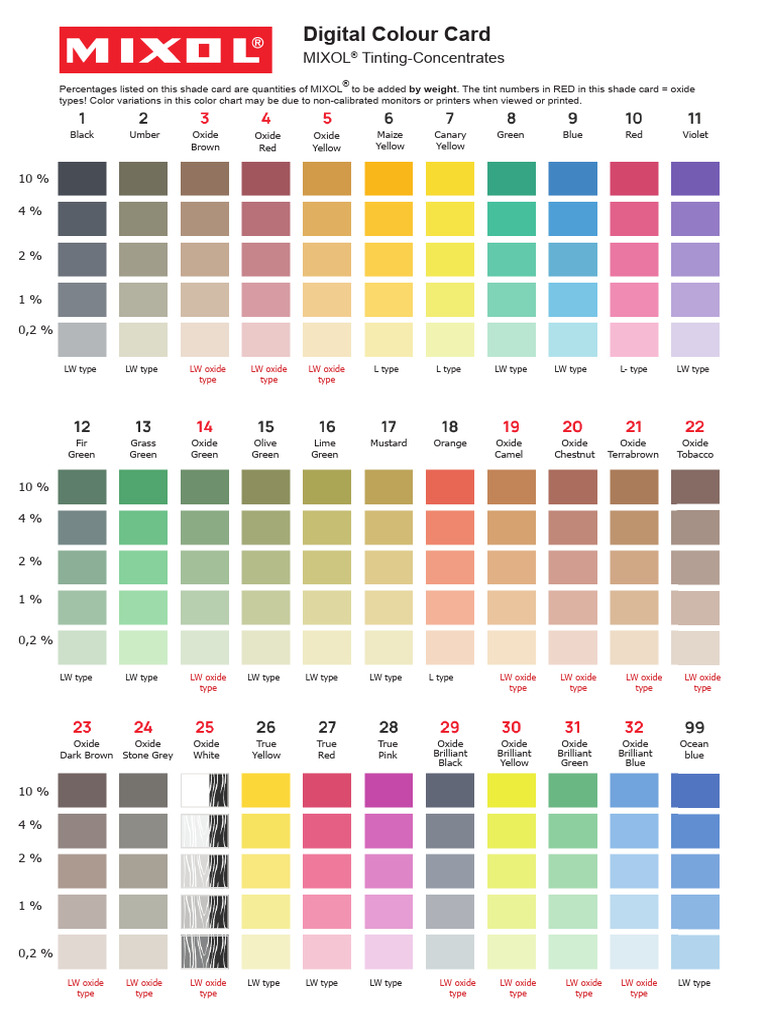 1512 01-01 Co Mixol Digital Colour Card en | PDF | Green | Yellow