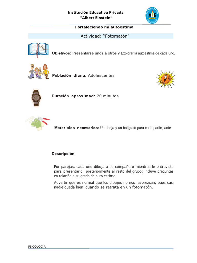 Actividad | PDF | Autoestima | Sicología