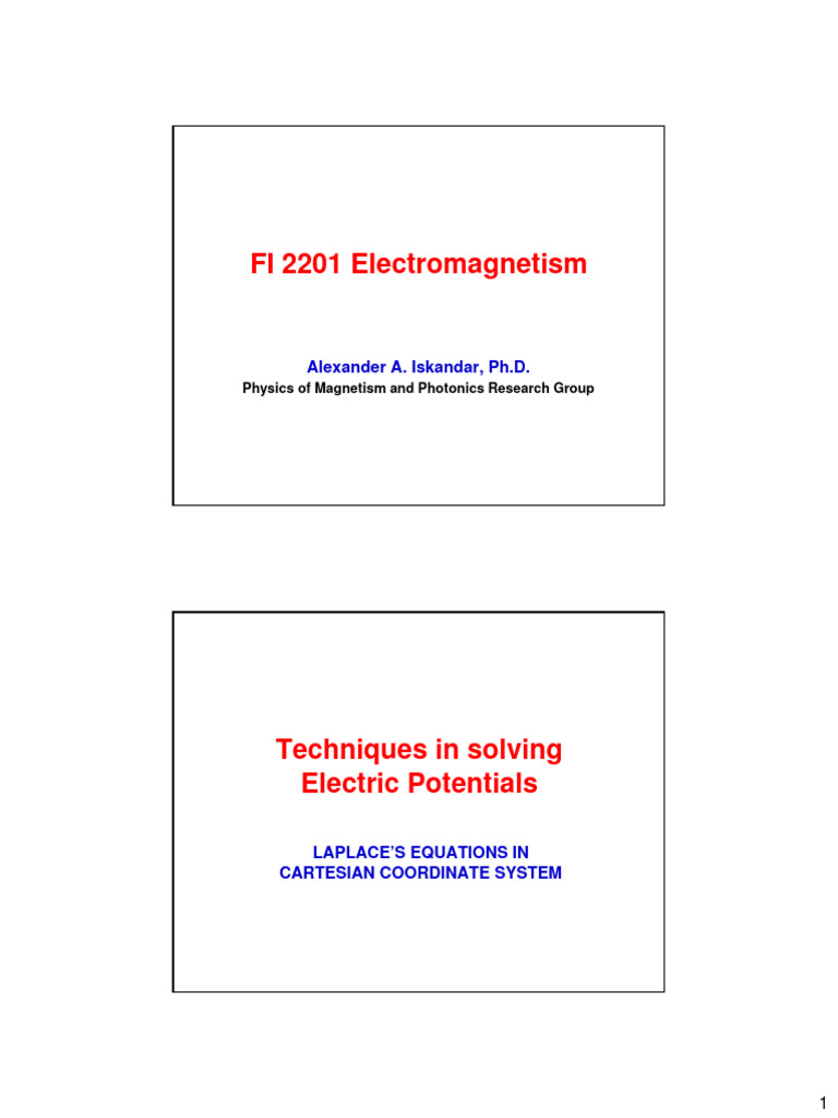 Handout Lecture08 Special Techniques Laplaces Equation In Cartesian Coord Pdf Boundary Value 