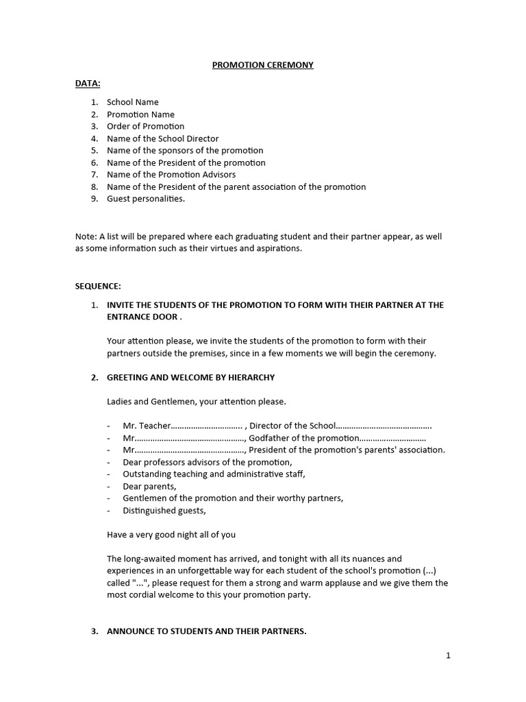 Promotion Ceremony Program | PDF | Godparent