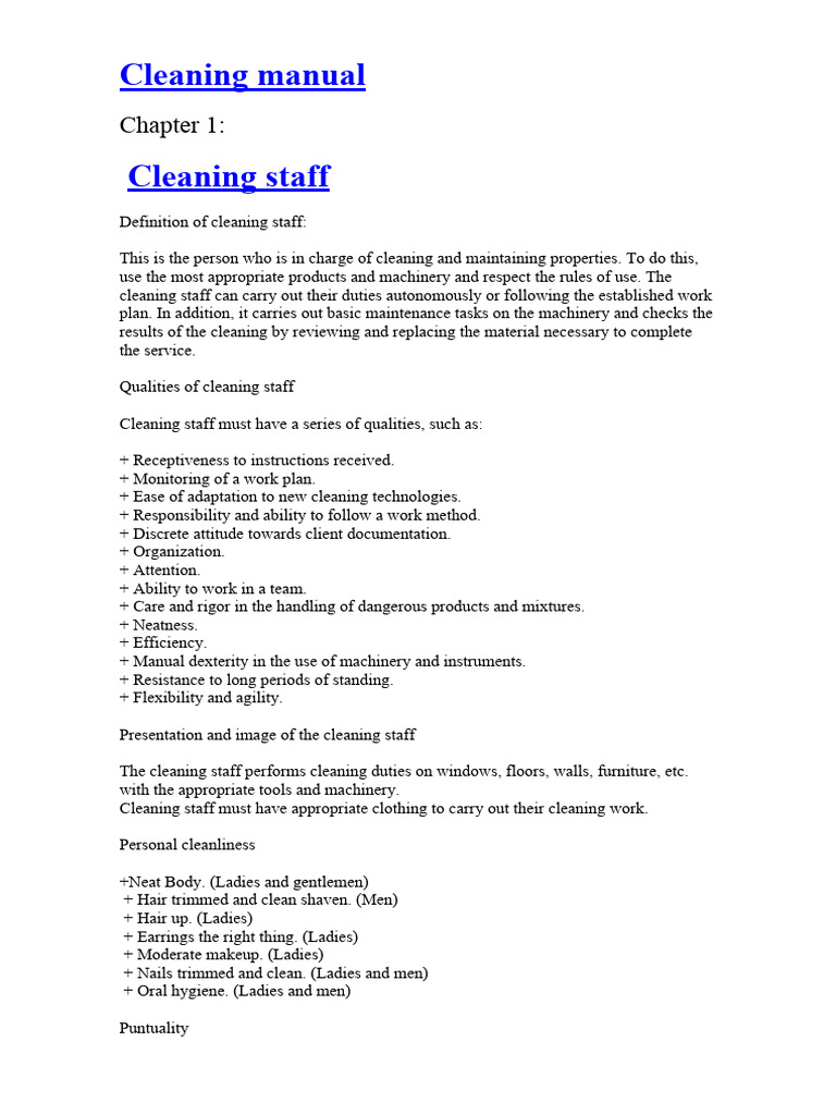 Qualities and Responsibilities of Cleaning Staff | Download Free PDF ...