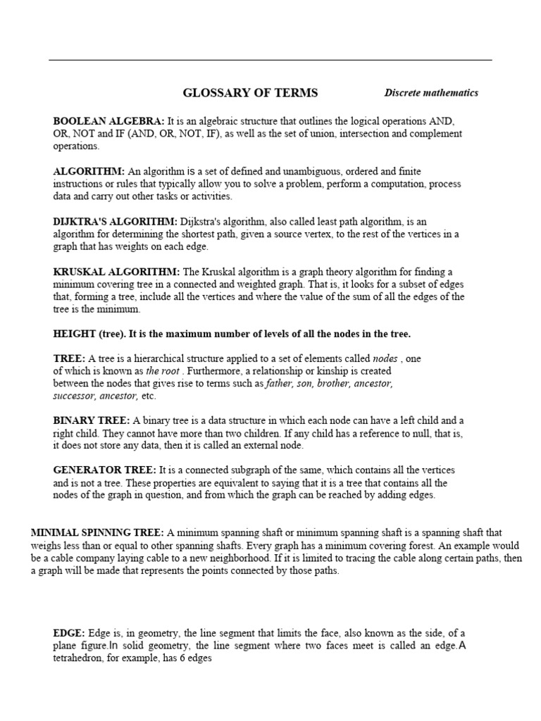 Discrete Mathematics Glossary | PDF | Function (Mathematics) | Set (Mathematics)