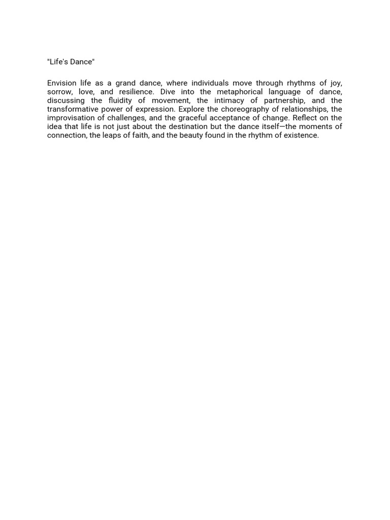 Life as a Dance: Embracing Change | PDF | Poetry