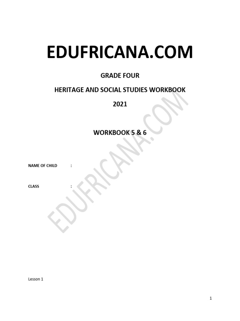 Primary School Grade 4 Heritage and Social Studies Workbook 5 and 6 ...