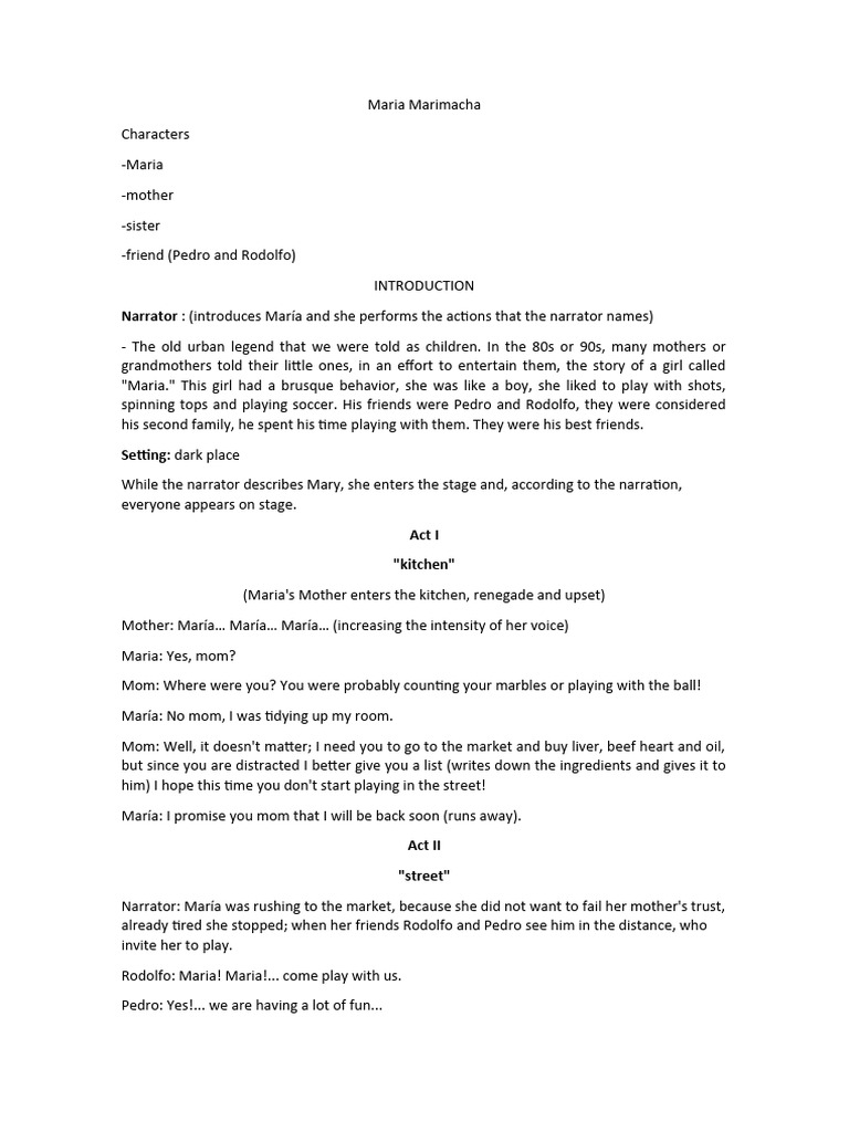 María Marimacha - Screenplay | PDF