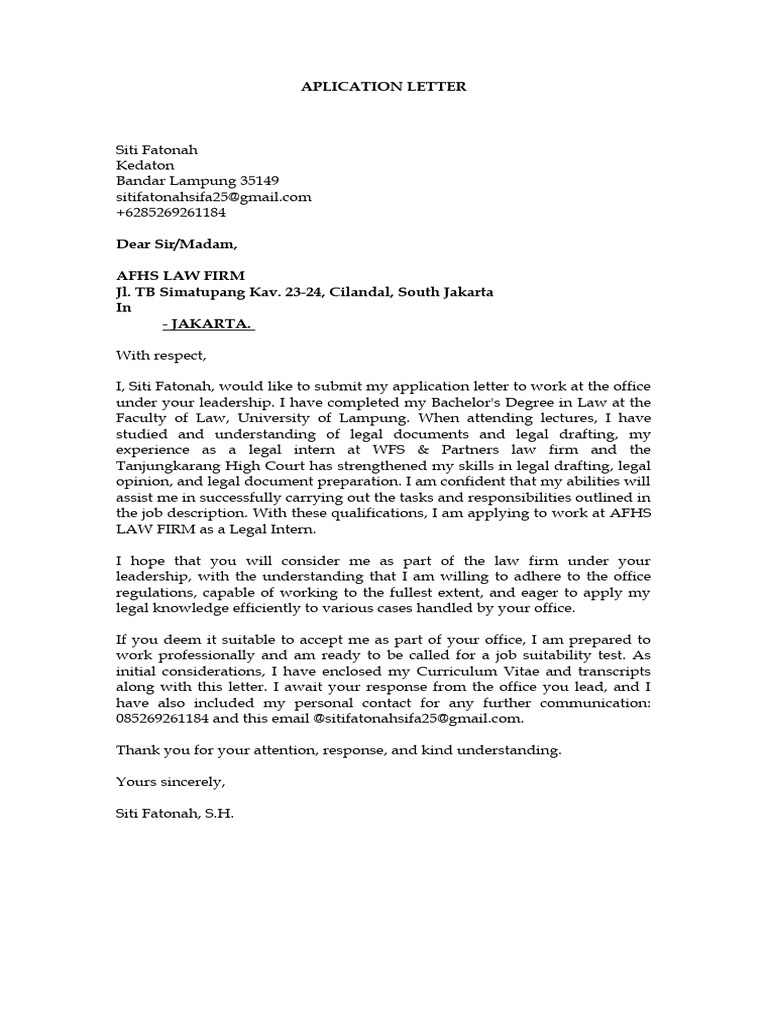 Contoh Draf Surat LamaraN Atau Surat Permohonan Magang Di Kantor ...