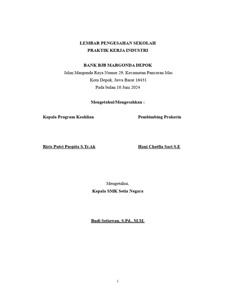 LEMBAR PENGESAHAN SEKOLAH Nazwa | PDF