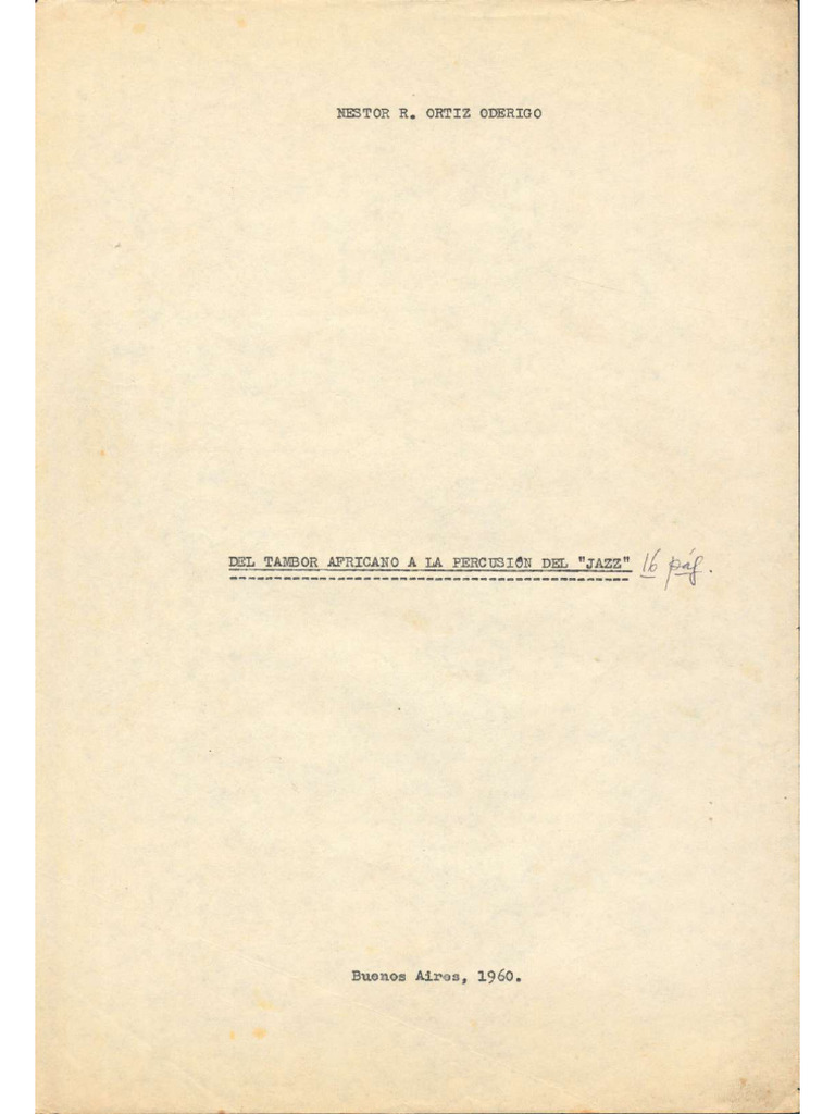 Del Tambor Africano A La Percusi N Del Jazz | PDF