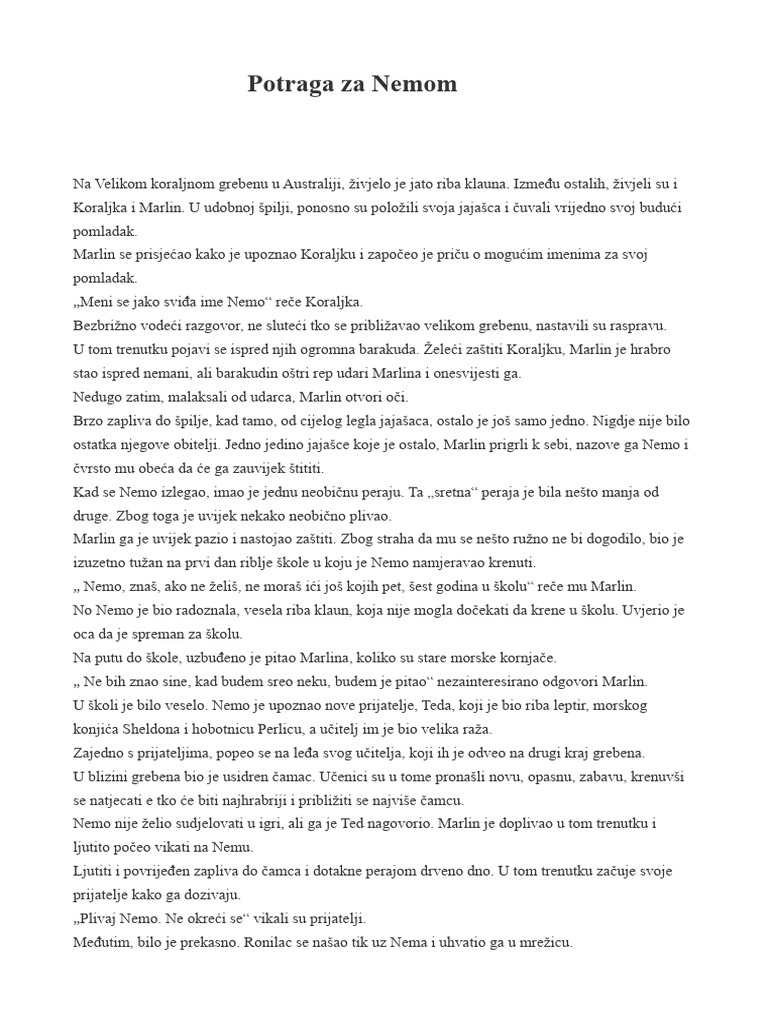 Potraga Za Nemom | PDF