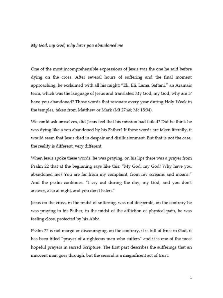 Fourth Word of Jesus On The Cross | PDF | Prayer | Jesus