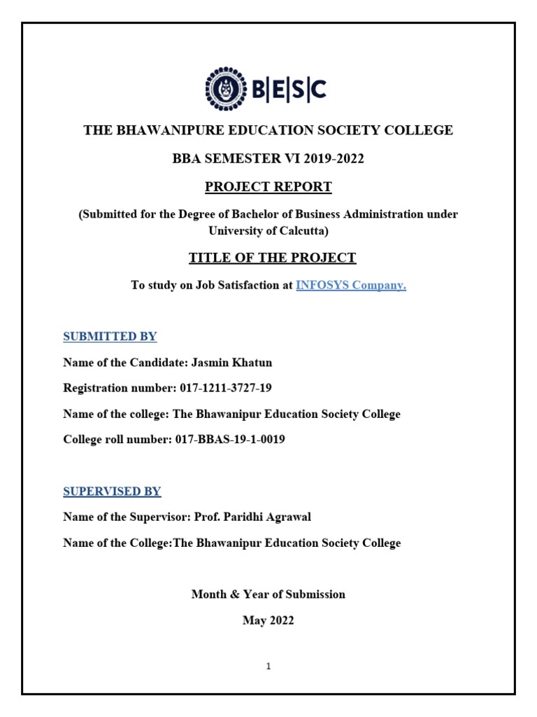 Job Satisfaction Study at Infosys | PDF | Job Satisfaction | Contentment