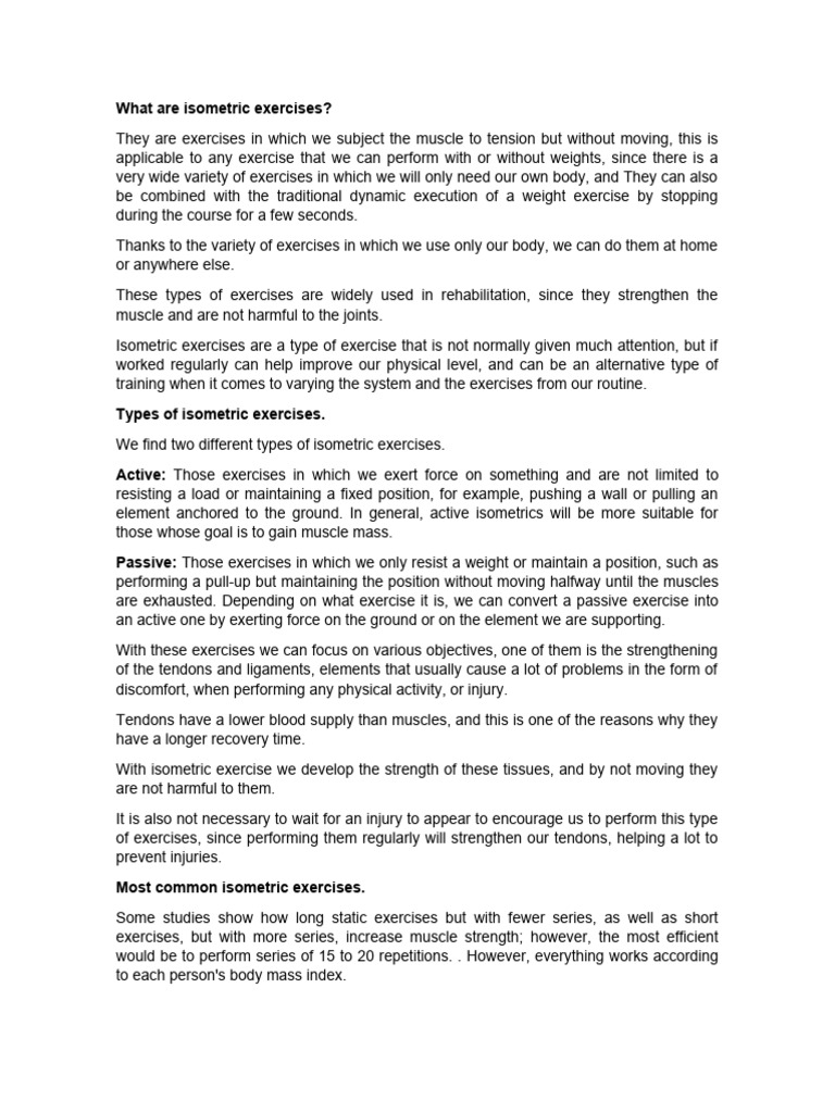 Isometric Exercises | PDF | Strength Training | Elbow