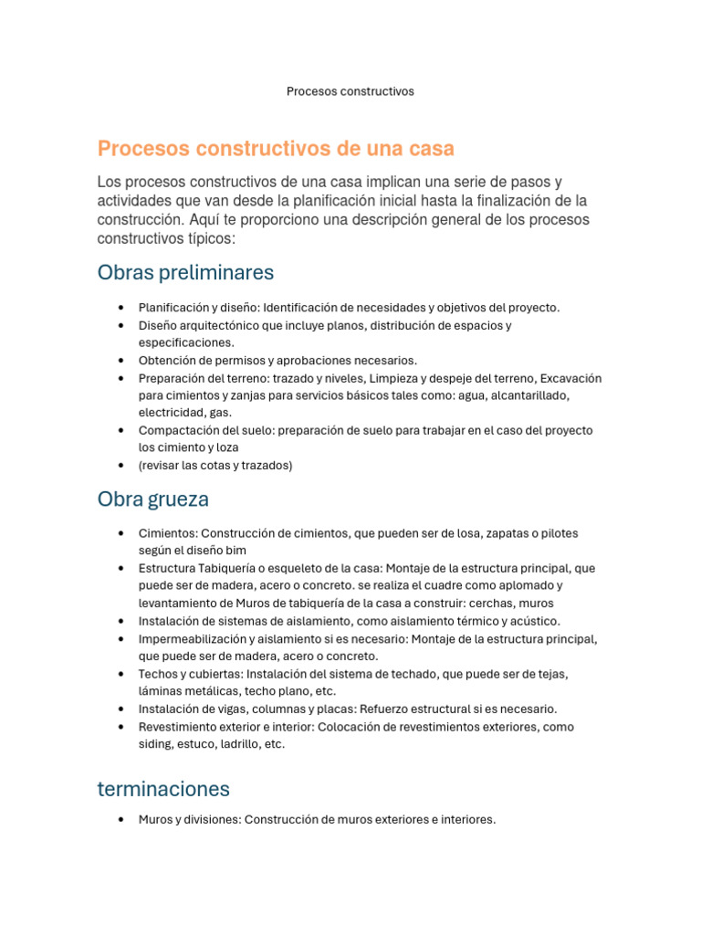 Procesos Constructivos | PDF | pared | Fundación (Ingeniería)