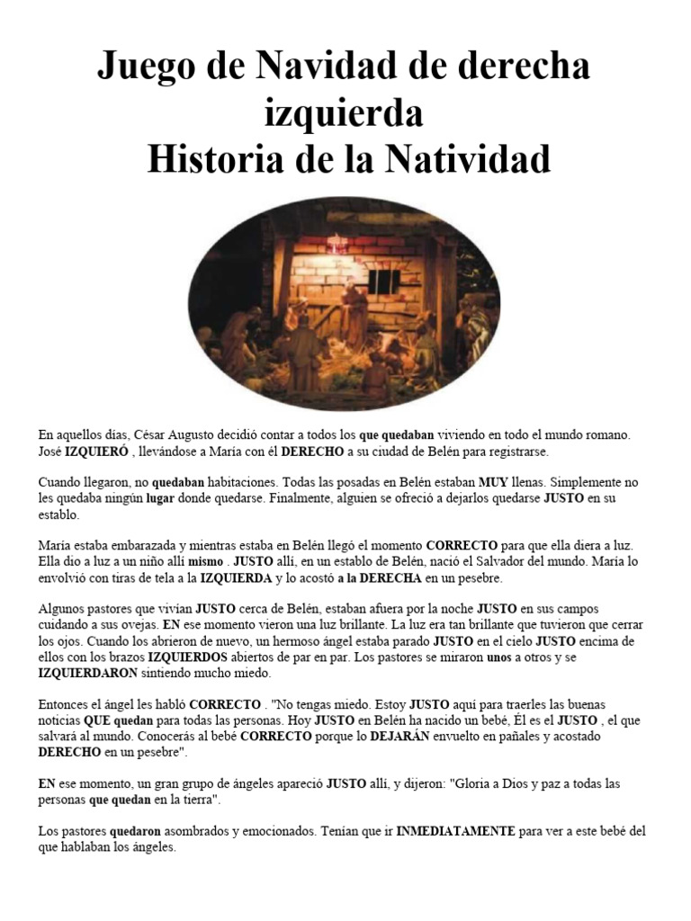 Derecha Izquierda Juego de Navidad Historia de La Natividad y Otros ...
