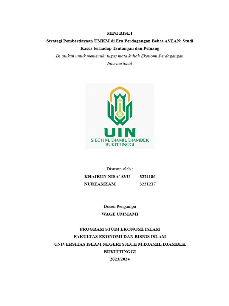 Mini Riset Kelompok 3 | PDF | Pengelolaan Keuangan & Uang | Ilmu Sosial