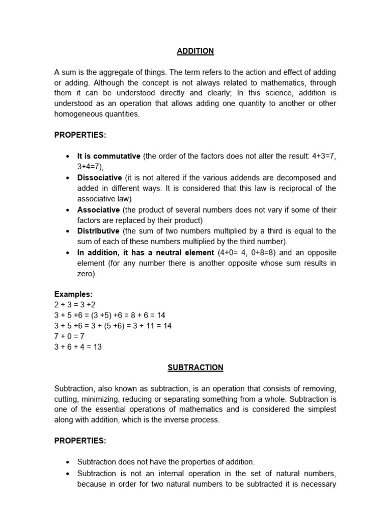 Properties of Arithmetic Operations | PDF | Division (Mathematics ...