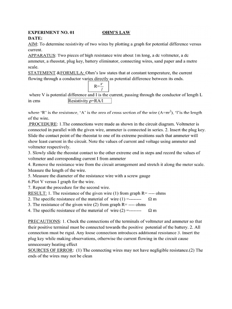 1 Ohms Law Pdf 