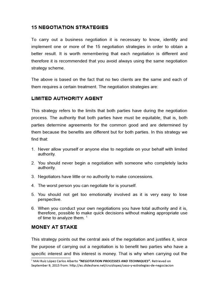 15 Negotiation Strategies | PDF | Negotiation | Risk