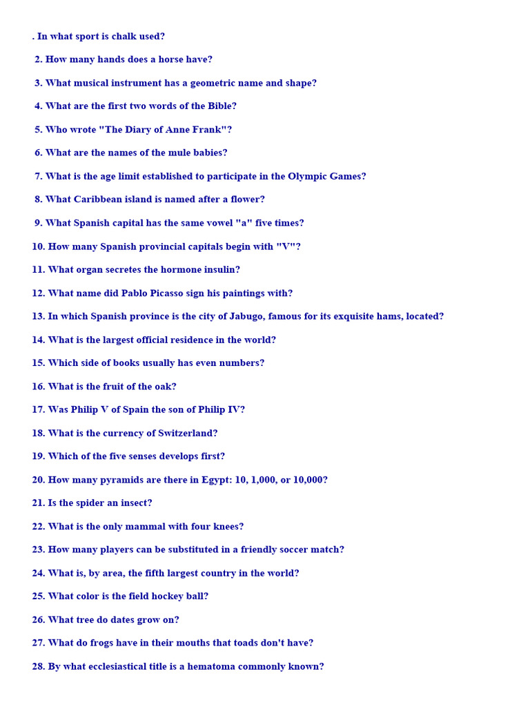 Trivial Questions and Answers | PDF