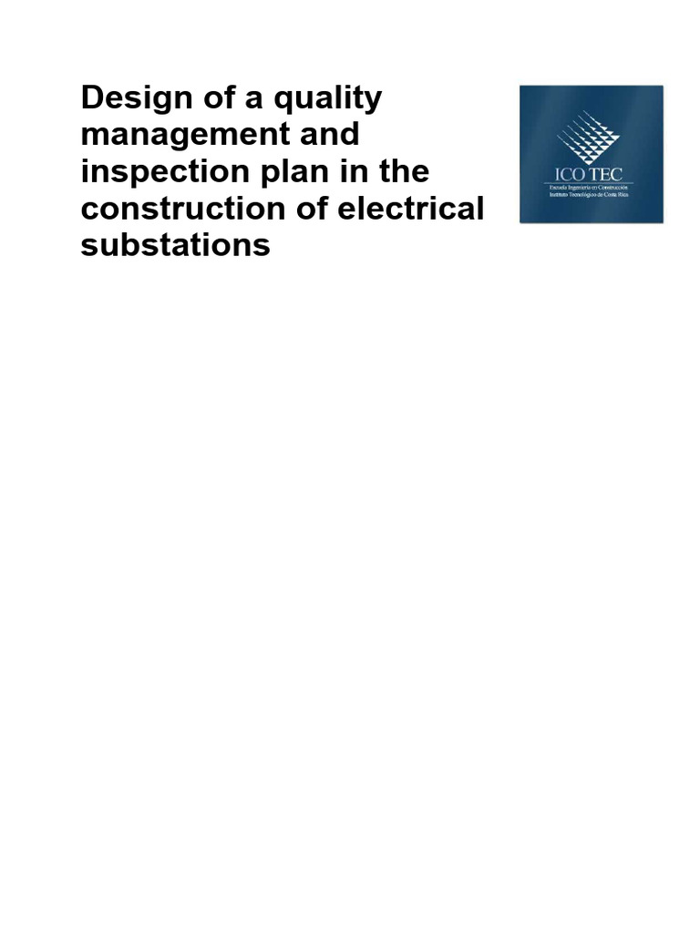 Quality Management Plan for Construction of Electrical Substations ...
