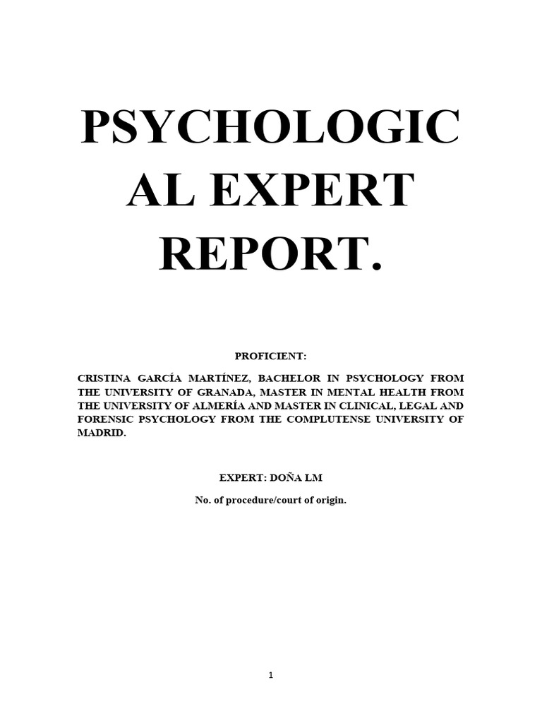 Psychological Expert Report | PDF | Mental Disorder | Anxiety