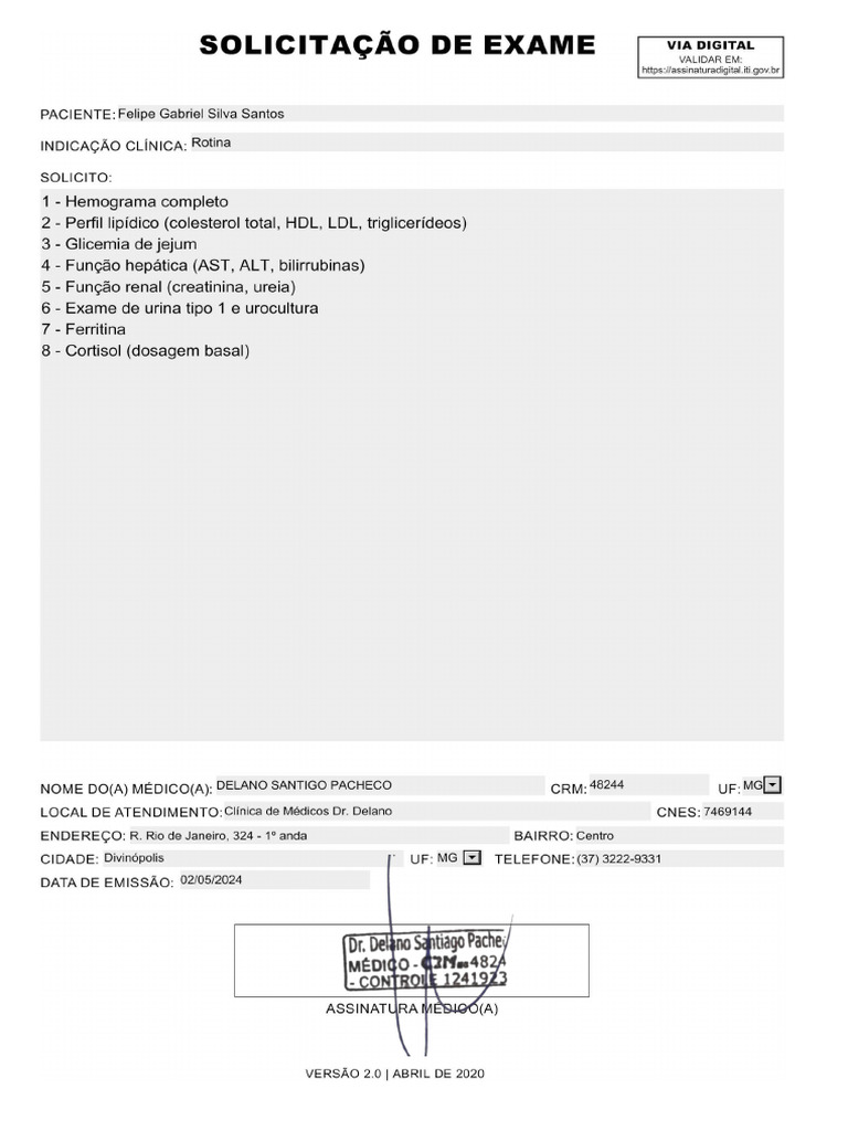 Solicitacao Exames | PDF