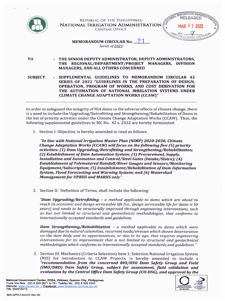 2023 - 021 - Supplemental Guidelines To Memorandum Circular 42 Series of 2022 | PDF