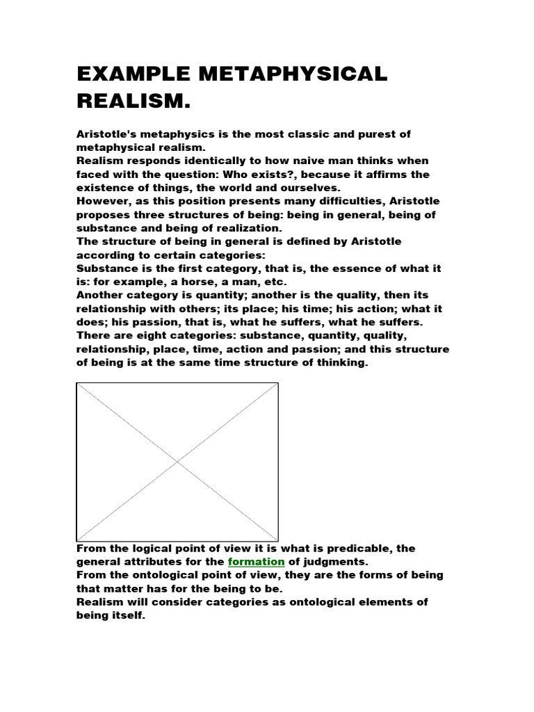 Example Metaphysical Realism | PDF | Substance Theory | Philosophical ...