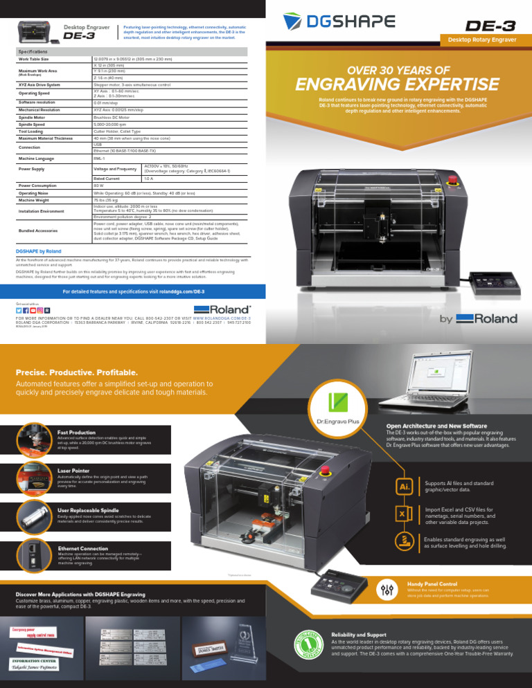 Roland de 3 Desktop Engraver | Download Free PDF | Screw | Electrical Engineering