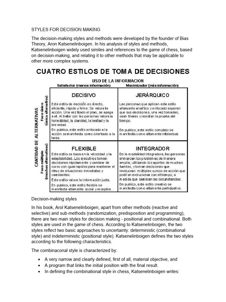 Decision Making Styles | PDF | Decision Making | Rationality