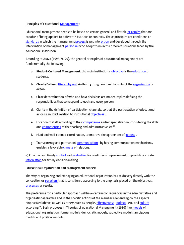 Principles of Educational Management | PDF | Thought | Evaluation