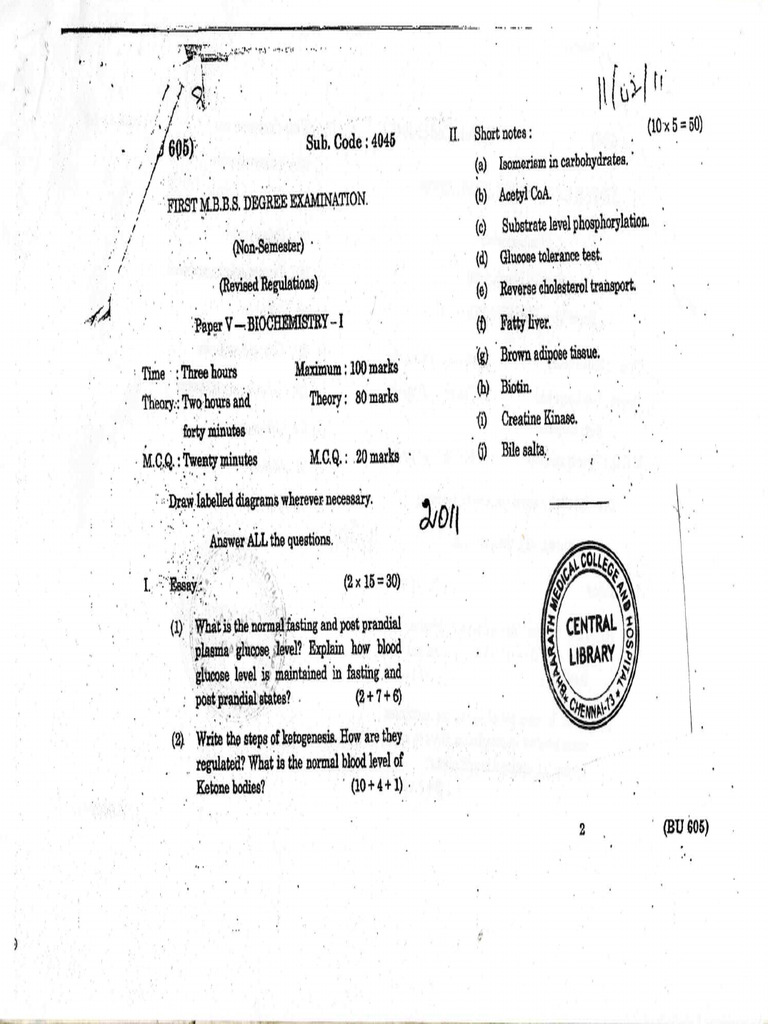 Biochemistry Paper 1 | PDF