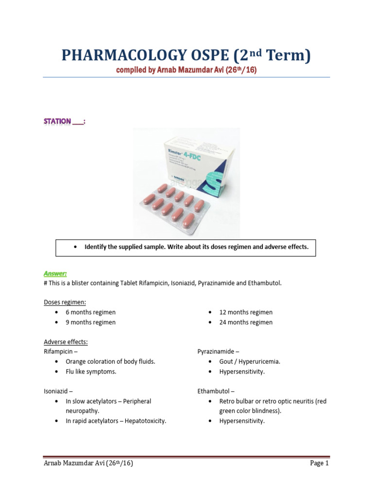 Pharma OSPE 2nd Term p7 | PDF | Medical Specialties | Drugs