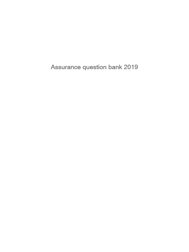 Assurance Question Bank ICAEW 2019 | PDF | Audit | Financial Audit