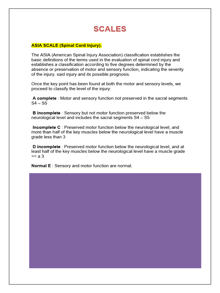 Physiotherapy Scales | Download Free PDF | Spinal Cord Injury | Spinal Cord