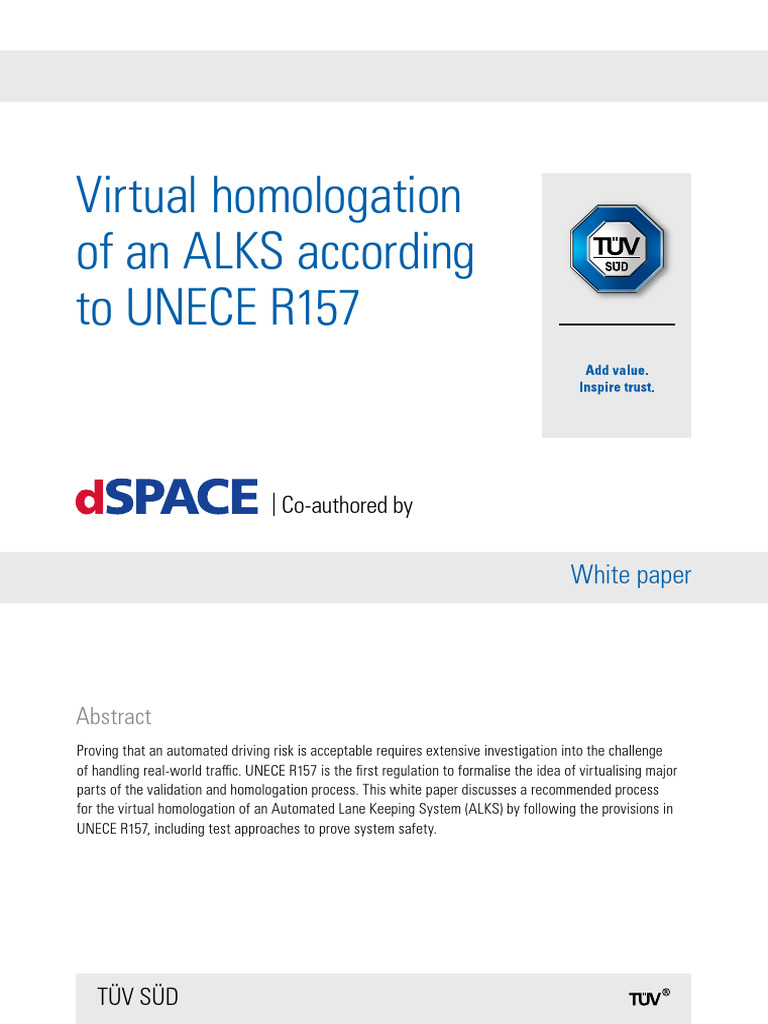 Virtual Homologation of ALKS: UNECE R157 | PDF | Simulation | Risk