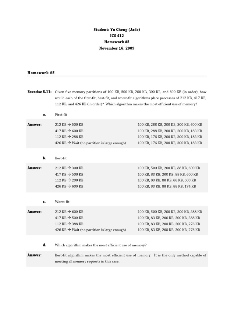 Memory Management Algorithms | PDF | Bit | Data