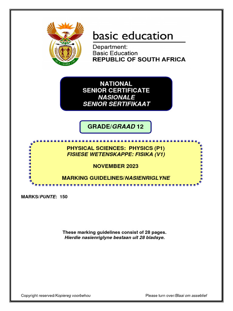 Physical Sciences P1 Nov 2023 MG Afr & Eng | PDF