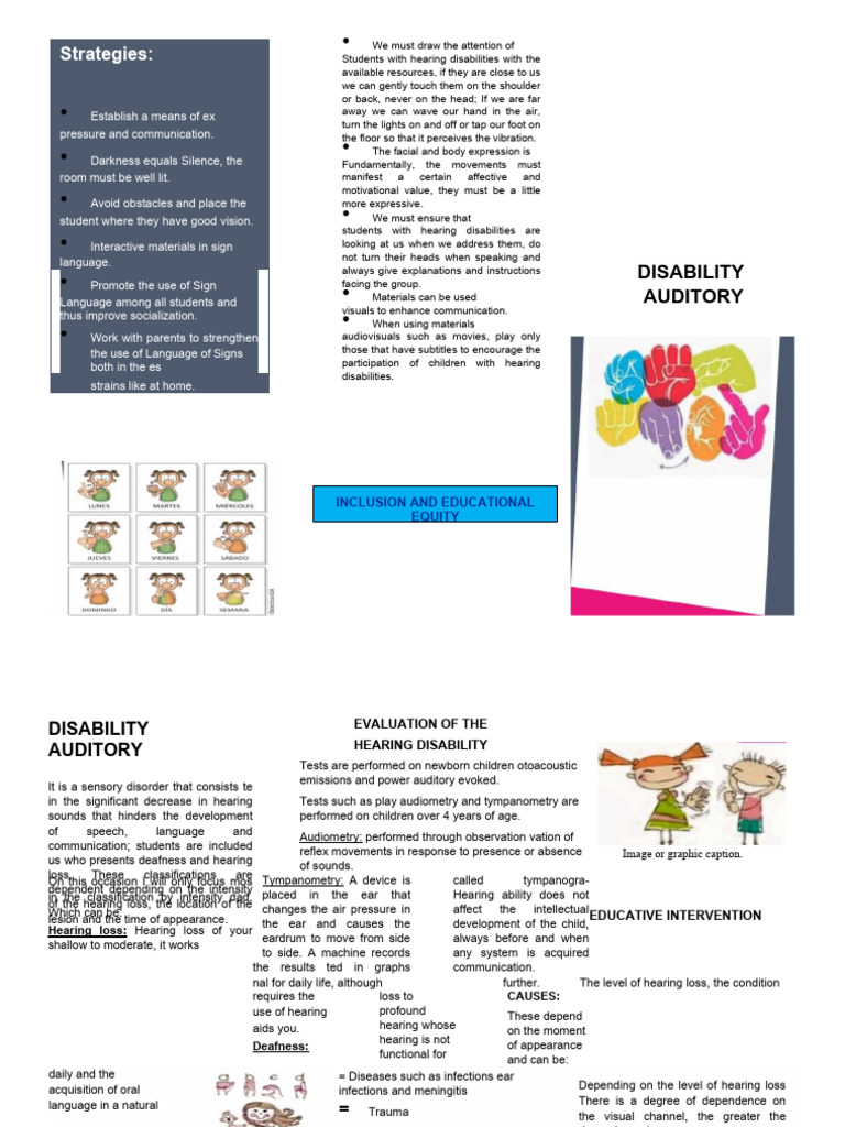 HEARING DISABILITY Triptych | PDF | Hearing Loss | Ear