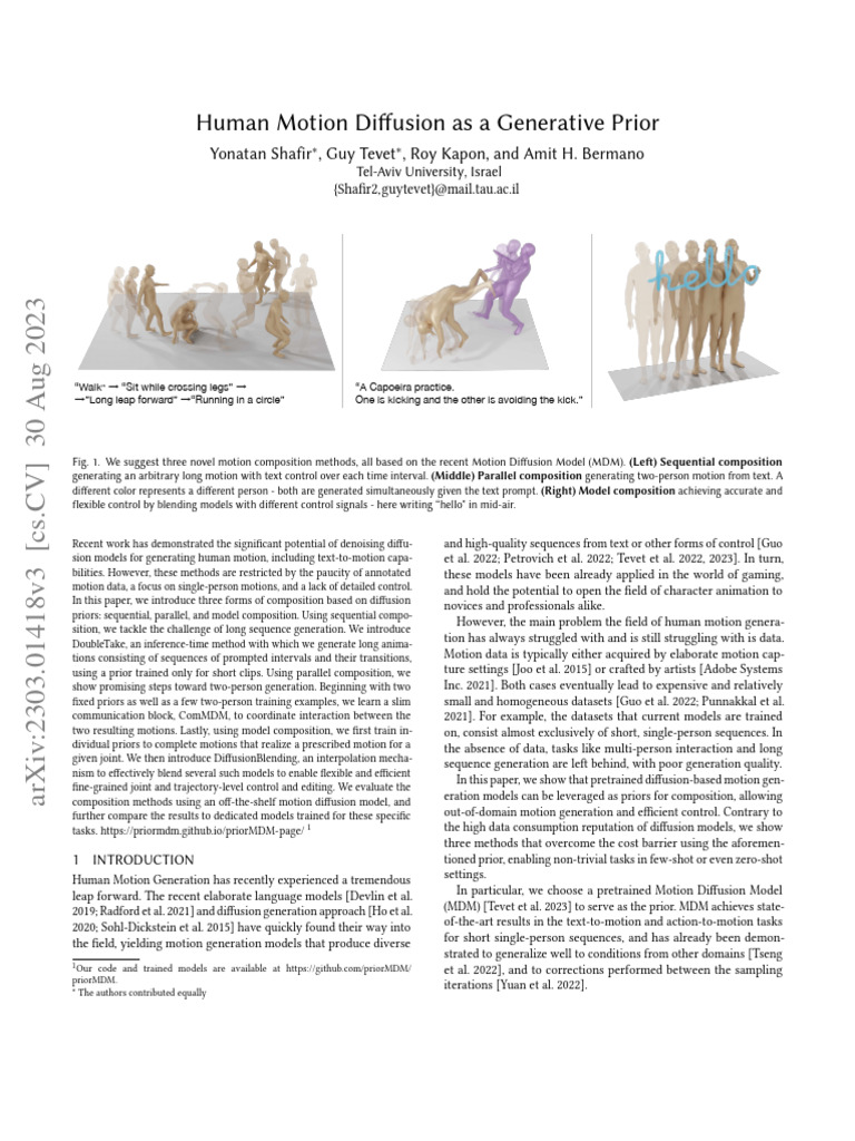 Human Motion Diffusion As A Generative Prior | PDF