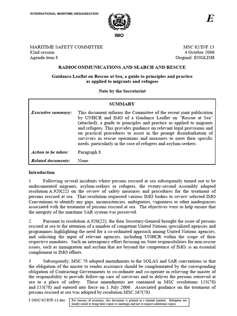 MSC 82-INF.13 - Guidance Leaflet on Rescue at Sea, a guide to ...