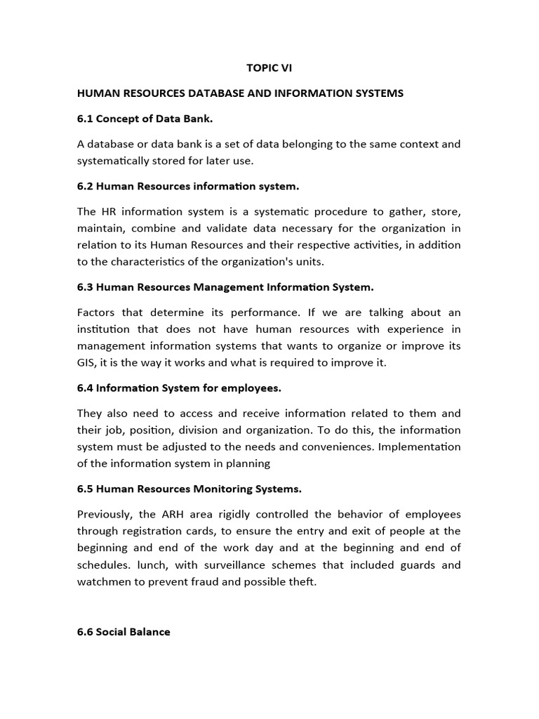 Human Resources Database and Information Systems | PDF | Human ... Human Resources Database and Information Systems | PDF | Human ...