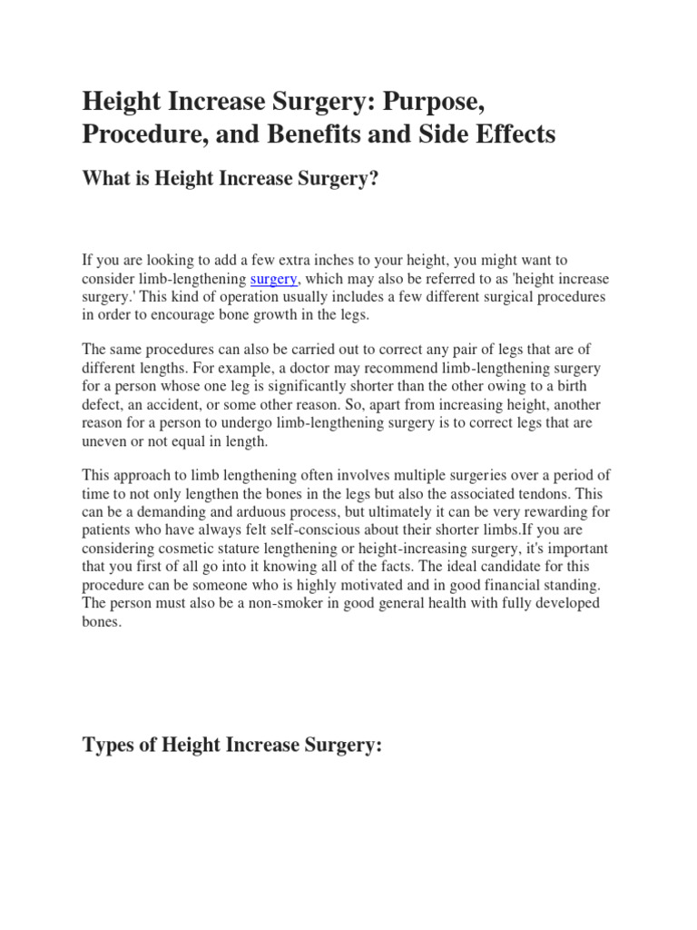 Height Increase Surgery | PDF | Surgery | Patient