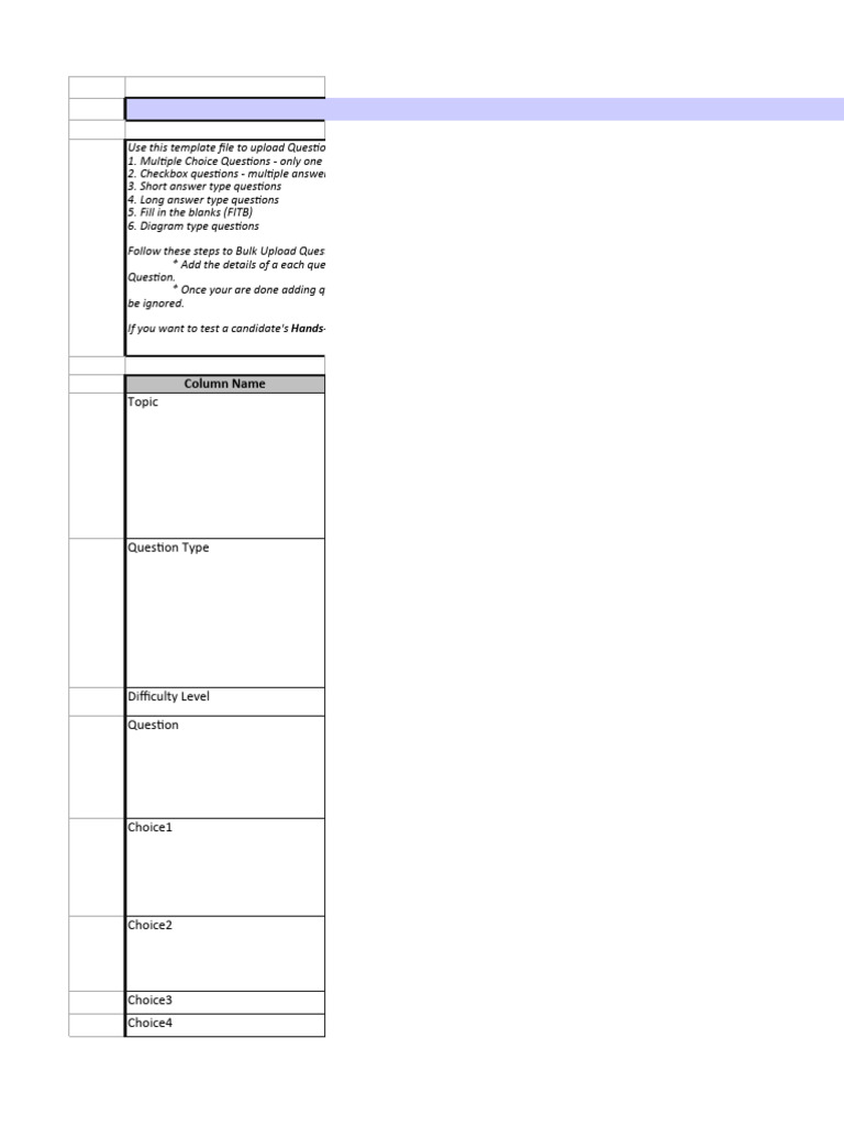 Mettl Bulk Upload Template Guide | PDF | Biochemistry | Chemistry