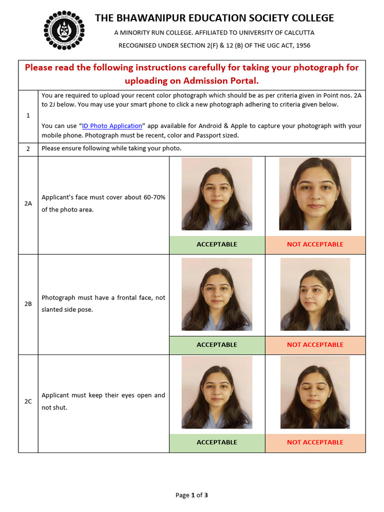 Admission Photo Guidelines for Applicants | PDF | Smartphone | Mobile ...